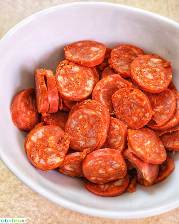 Garlicky Linguica and Peas Pasta - Urban Bliss Life