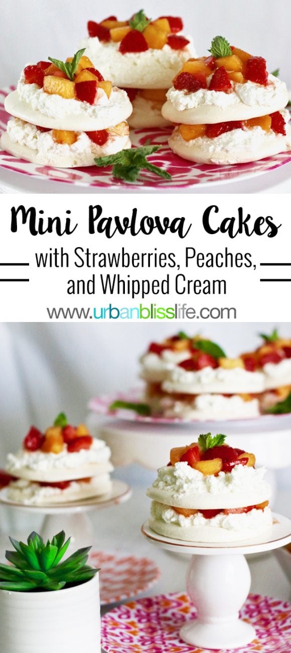 Pavlova Mini Cakes with Strawberries, Peaches, and Cream